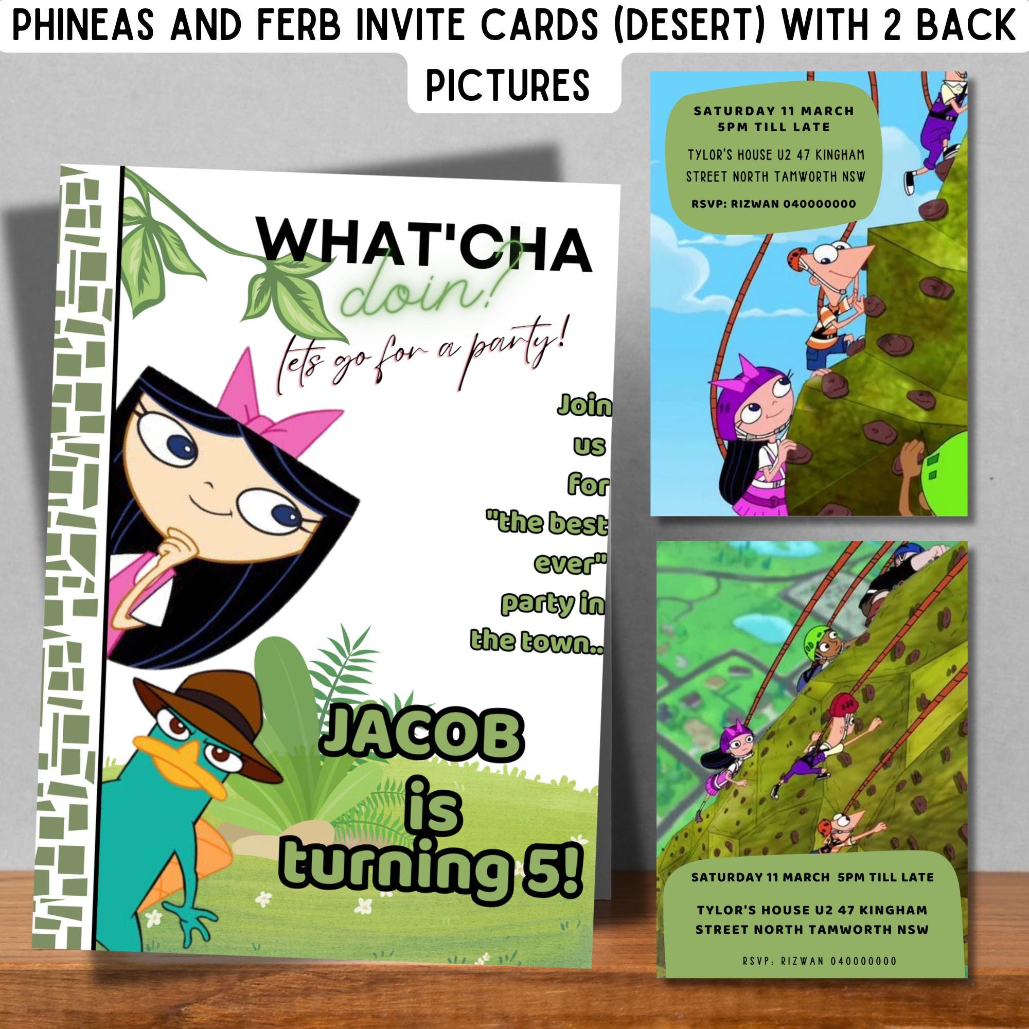 Phineas and Ferb-inspired Birthday Invitation Cards Double-sided Forest ...