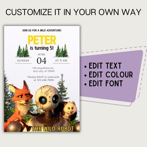 The Robot Birthday Editable Party Invitation, Robot in Wild Digital ...