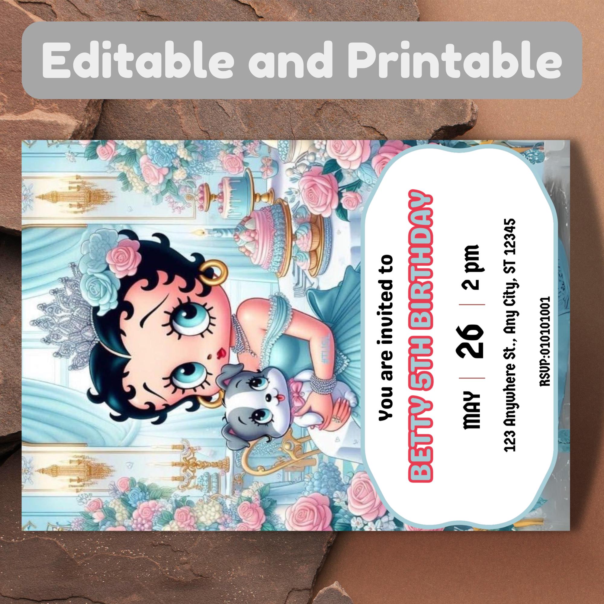 Betty Boop Princess Birthday Invitation: Editable Canva Template (5x7 ...