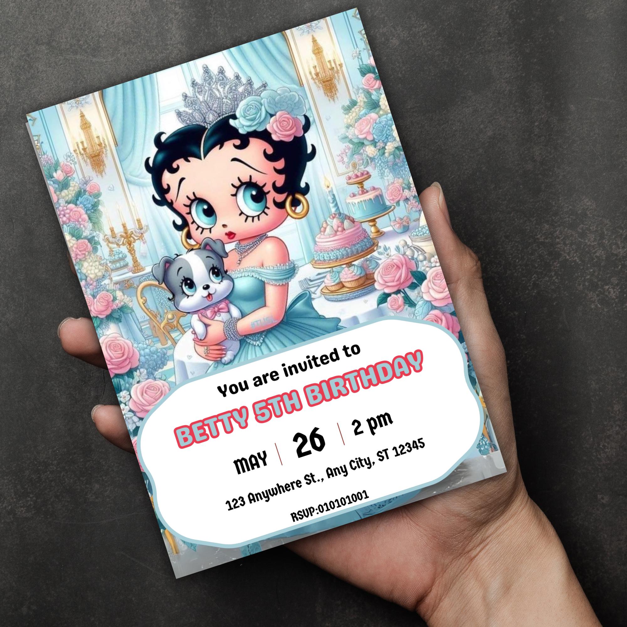 Betty Boop Princess Birthday Invitation: Editable Canva Template (5x7 ...