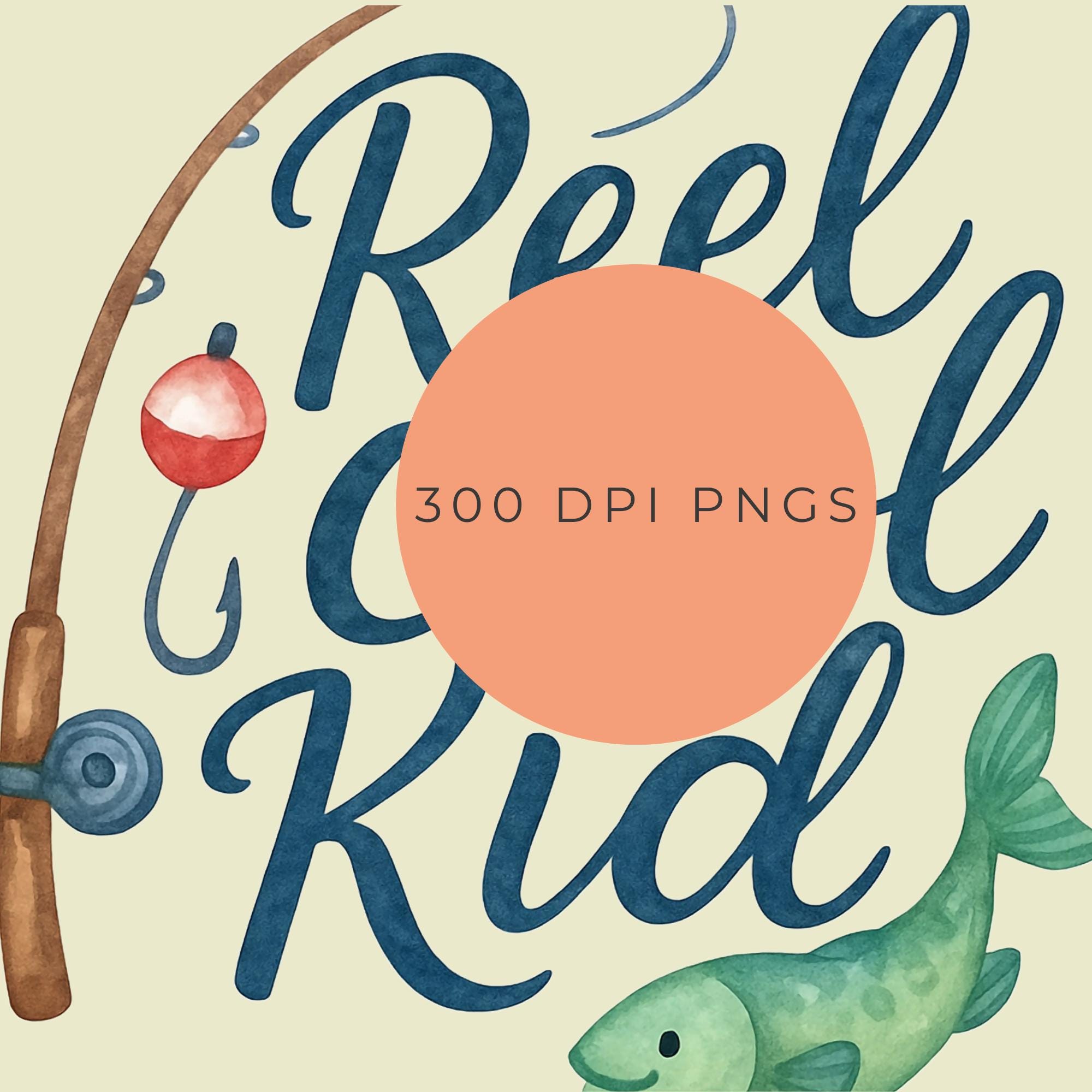 Fishing Clipart PNG | Watercolor Fish and Rod Illustration With ...