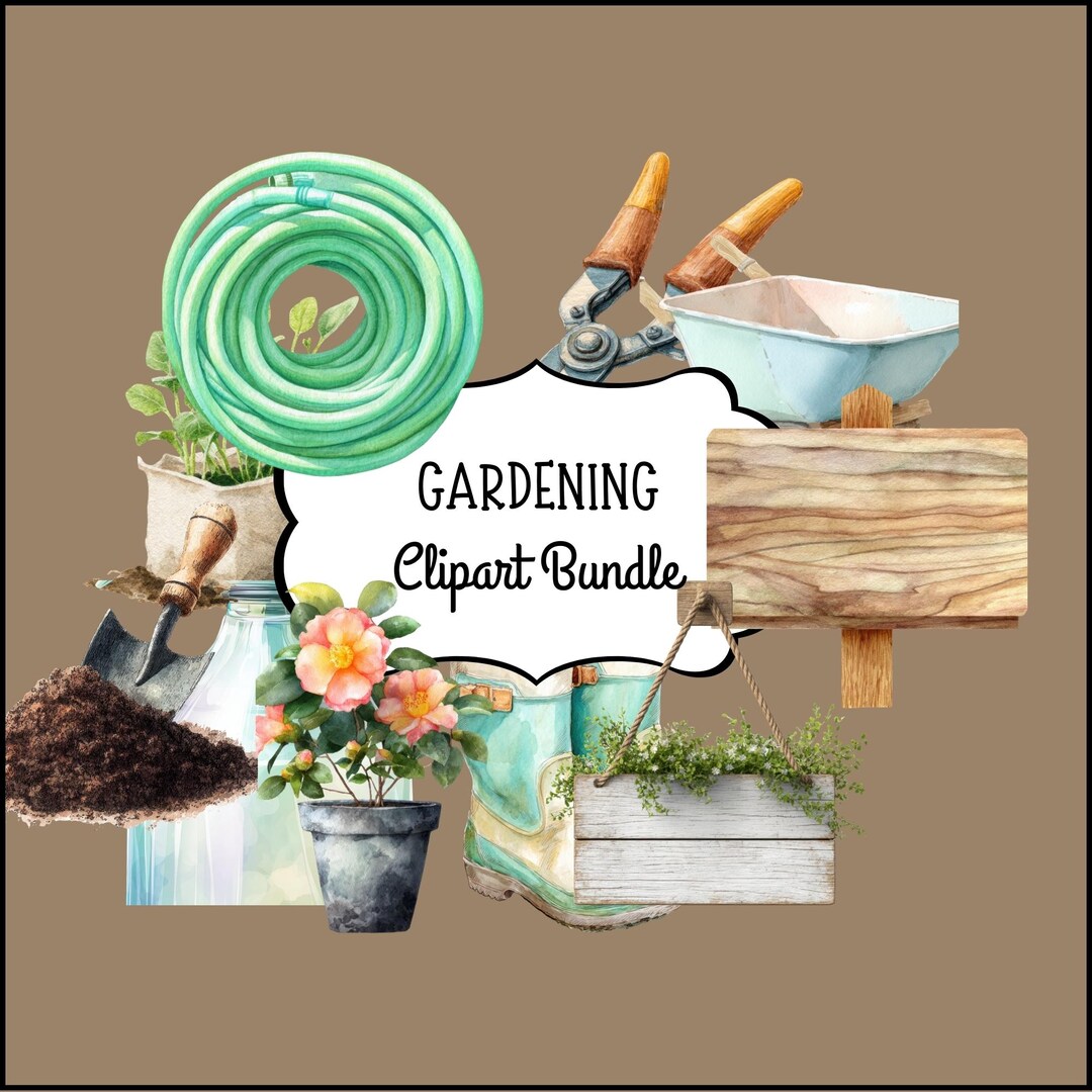 Garden Clipart Pack, Flower Art PNG Files, Instant Download, Digital ...