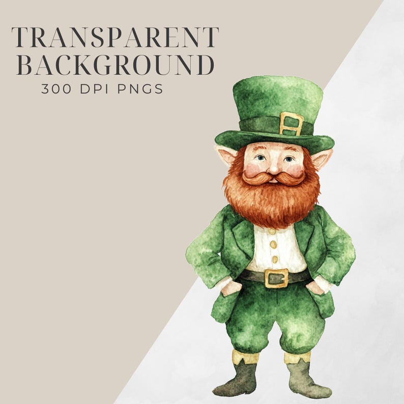Watercolor Leprechaun Clipart, St Patricks Day Png, Watercolor, St ...