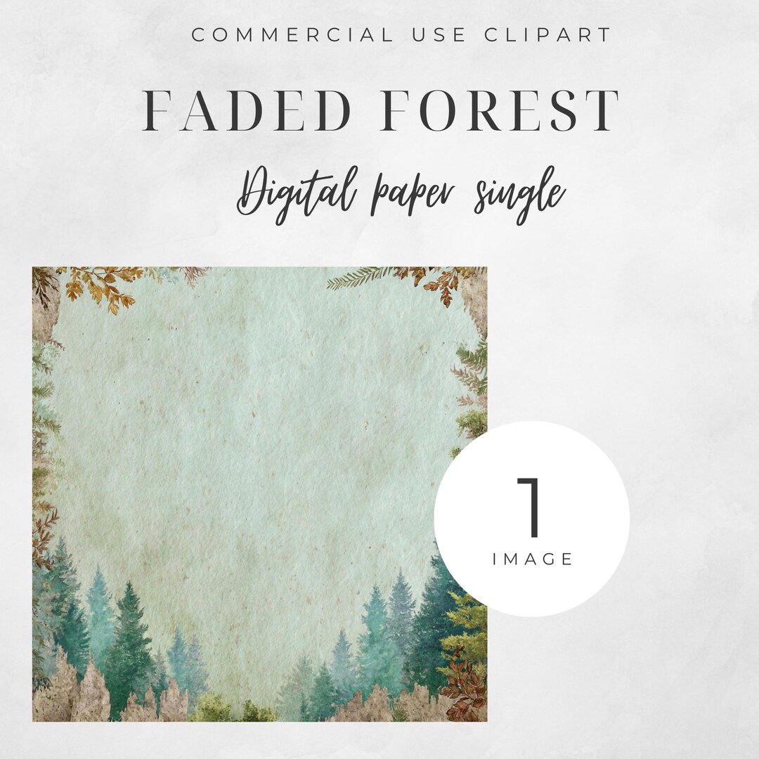 Watercolor Woodland Digital Paper: Faded Forest Scene (12x12 JPG ...