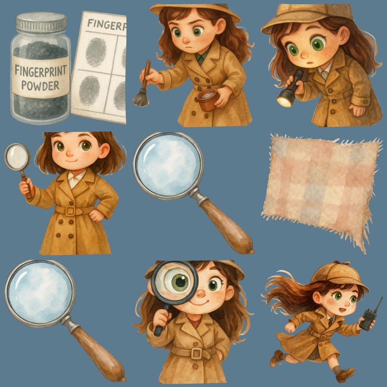 Girl Detective Clipart Set, High Quality Characters and Scenes ...