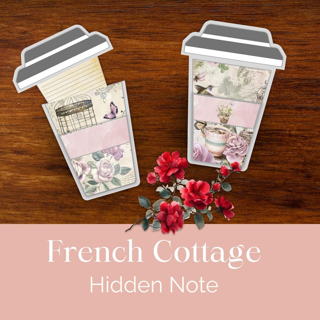 French Cottage Hidden Note Art, Birds and Floral Printable, Shabby Chic ...