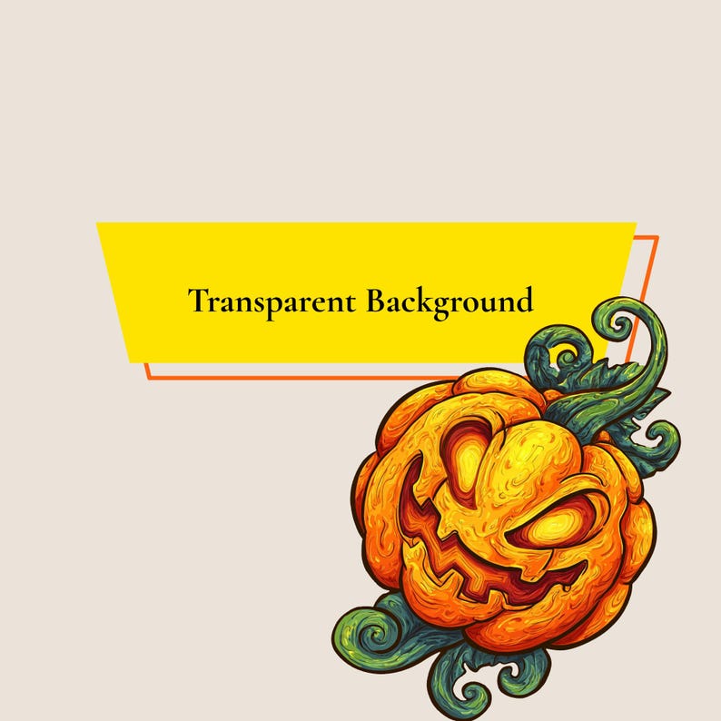 Whimsical Pumpkin Clipart, 300 DPI PNG, Fall Decor Image, Transparent ...