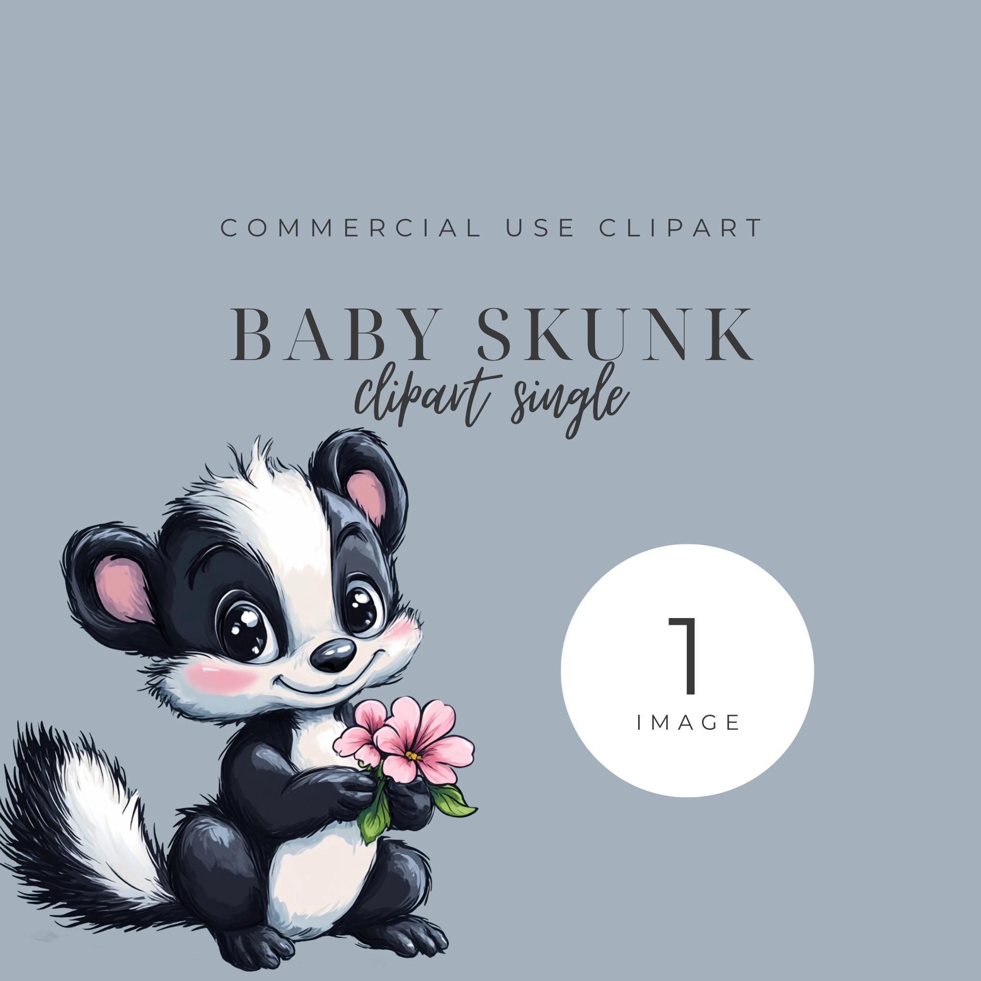 Cute Baby Skunk Clipart, Woodland Animal PNG, Adorable Forest Wildlife ...
