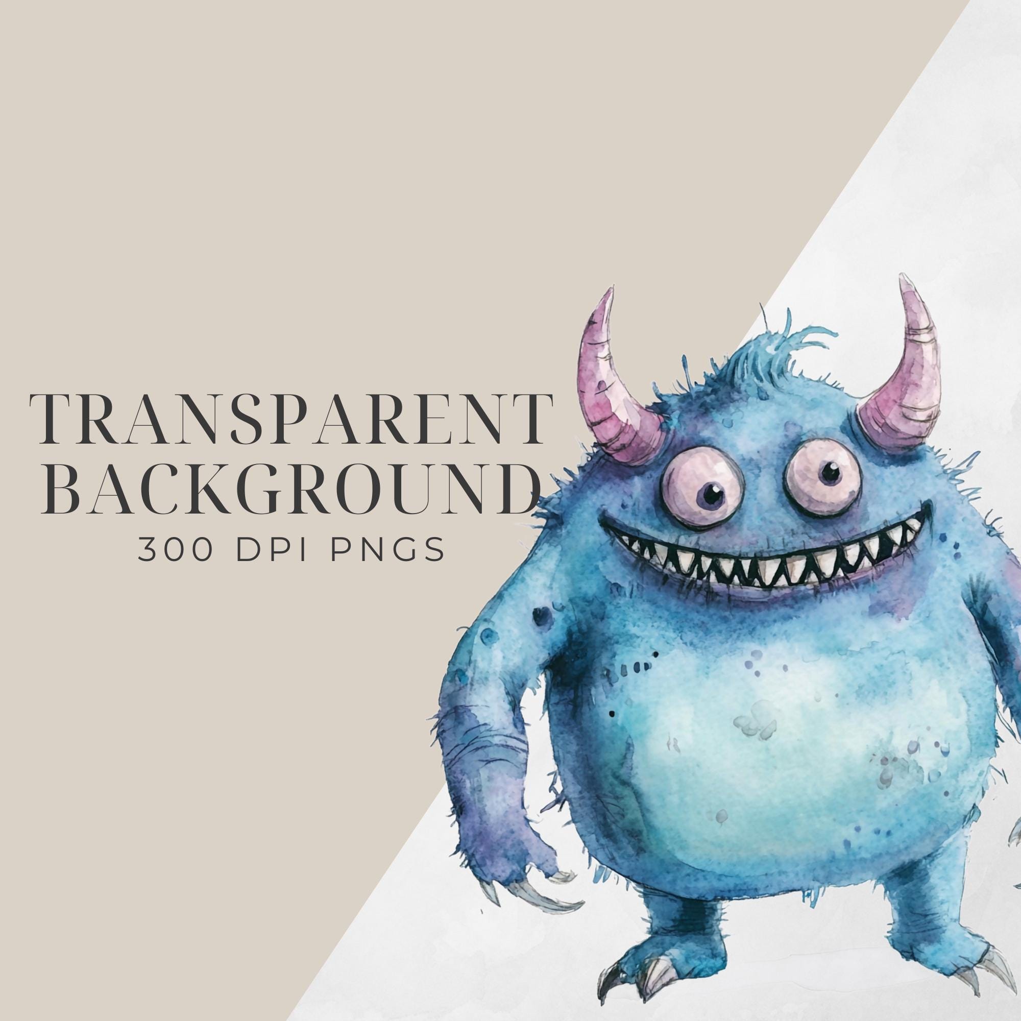 Cartoon Monsters Clipart Pack- 300 DPI - PNG - Transparent Background ...