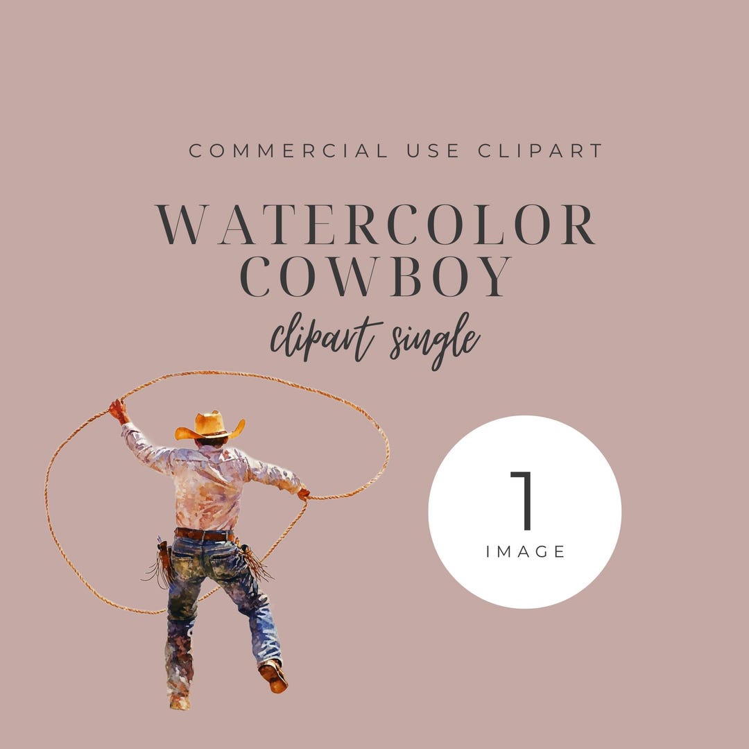 Watercolor Cowboy, Western Png, Lasso Clipart, Commercial Use ...