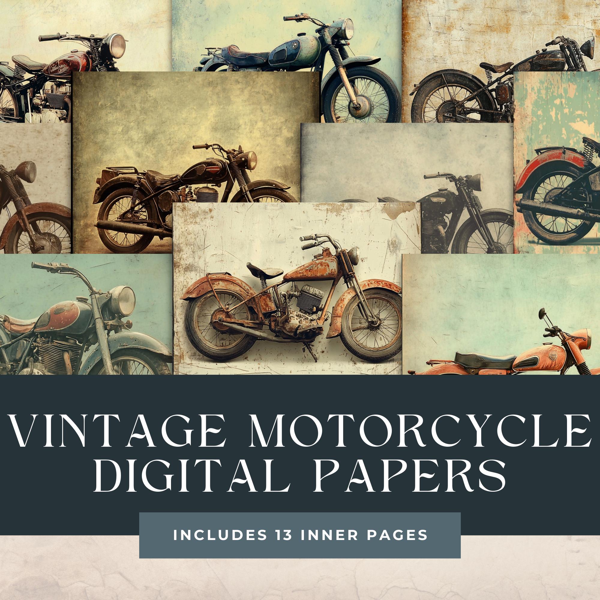 Vintage Motorcycle Digital Paper Pack | 13 High-res 12x12 Backgrounds ...