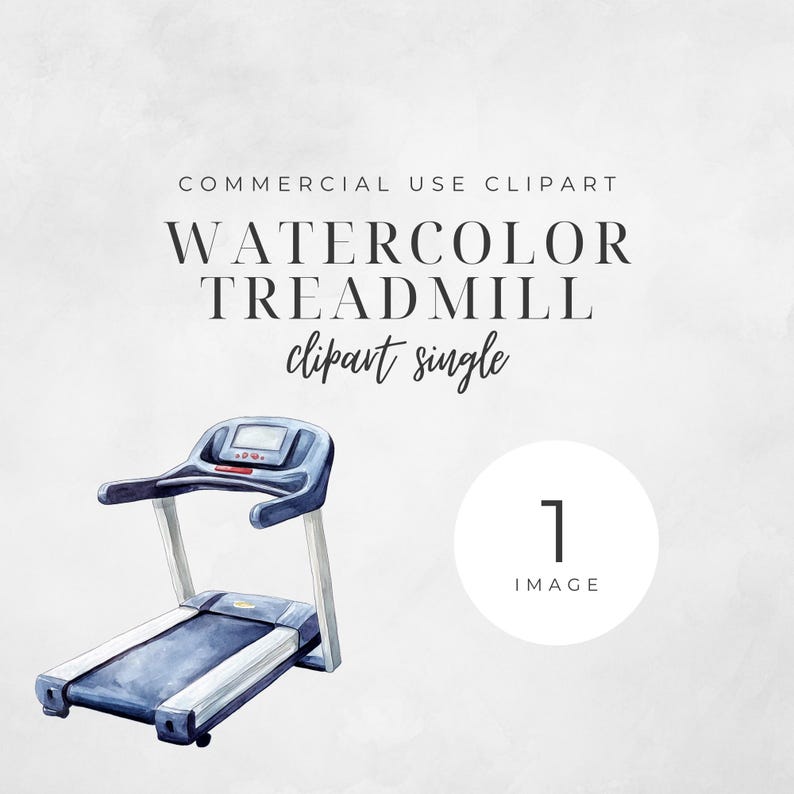 Workout Fitness Clipart - Watercolor Treadmill, Gym Equipment, Exercise ...