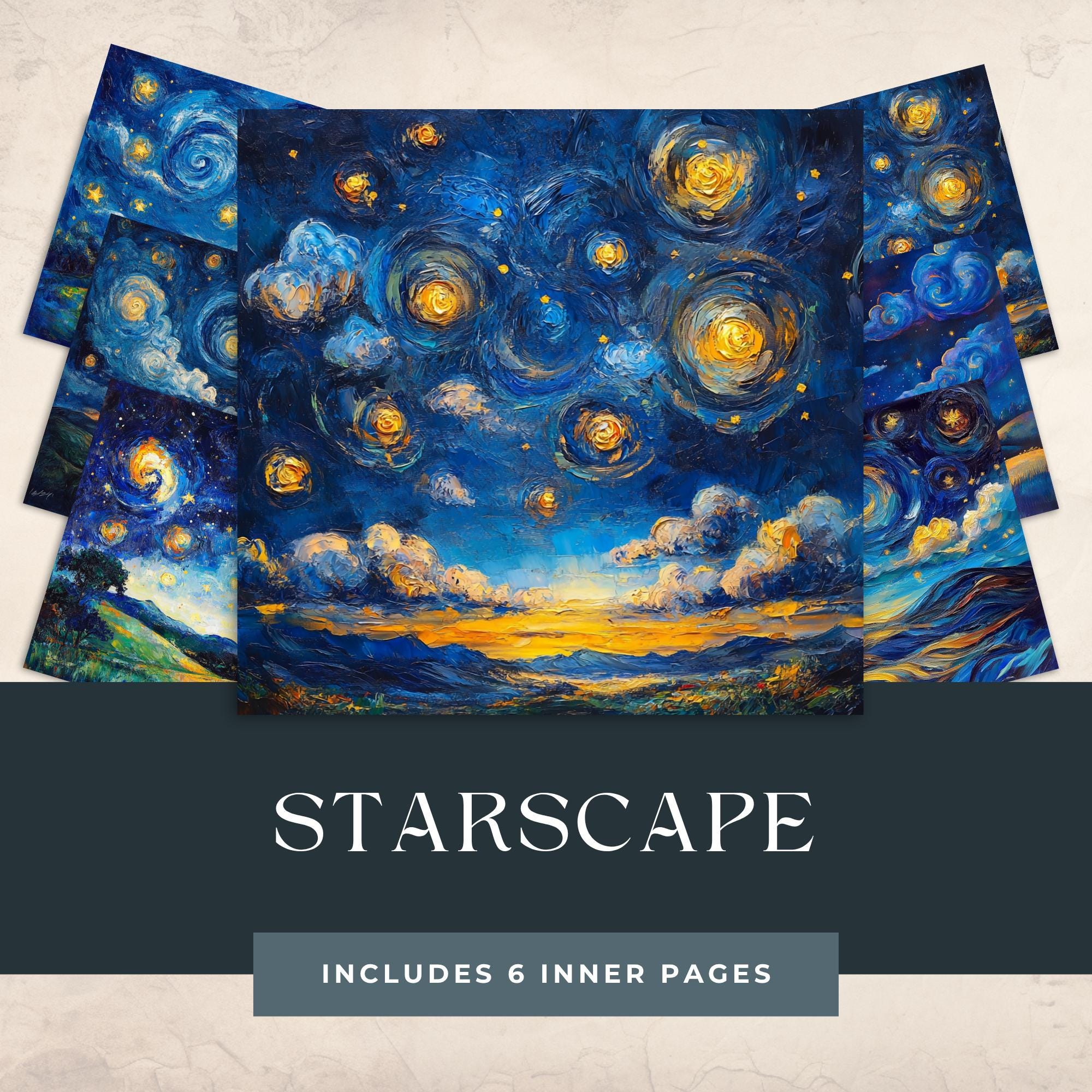 Starry Night Digital Paper, Van Gogh Style Sky Backgrounds, Starscape ...