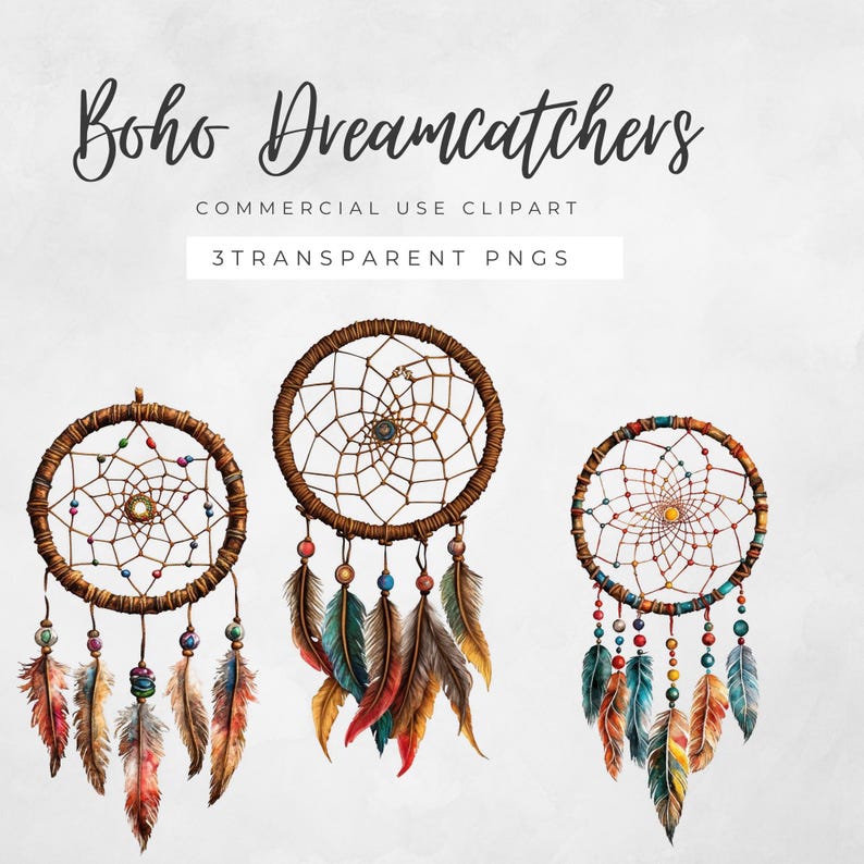 Boho Dreamcatcher Clipart, Watercolor Dream Catcher PNG, Rustic ...