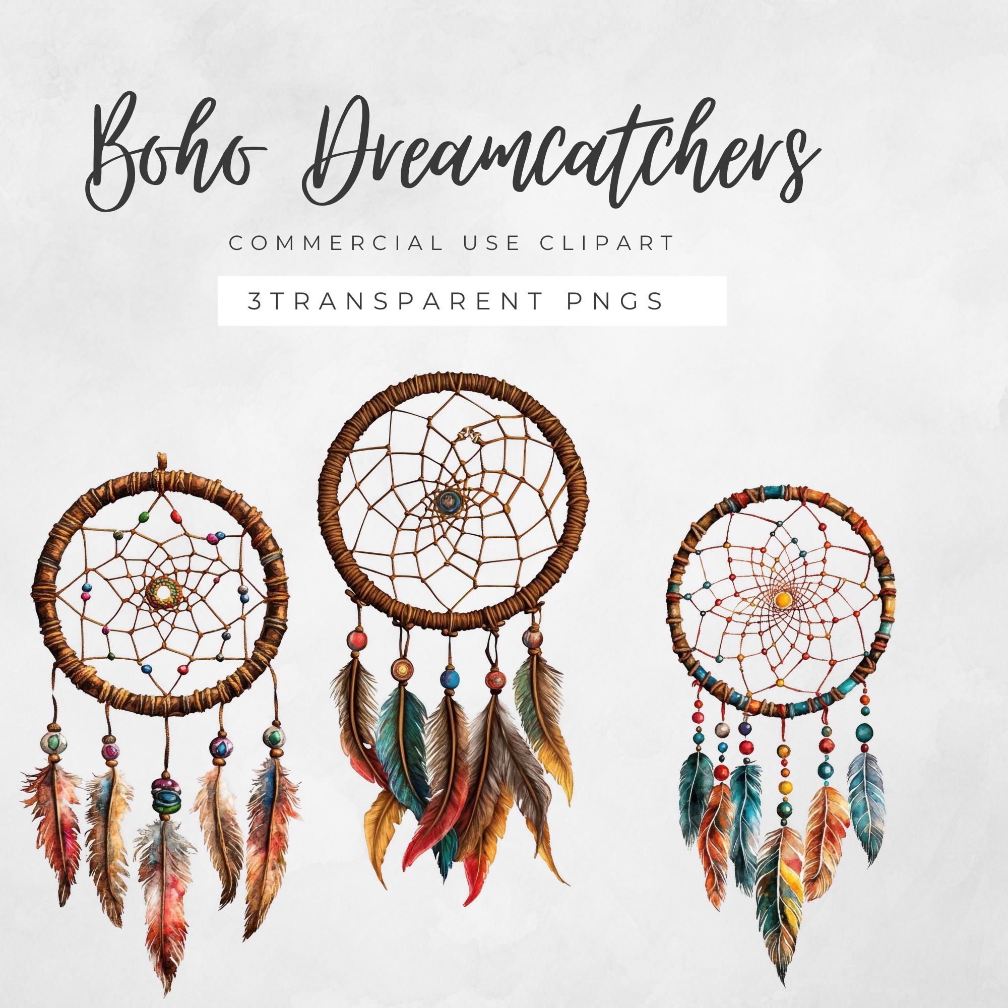 Boho Dreamcatcher Clipart, Watercolor Dream Catcher PNG, Rustic ...