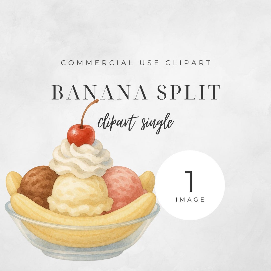 Banana Split Clipart PNG, Watercolor Ice Cream Sundae PNG, Dessert Clip ...