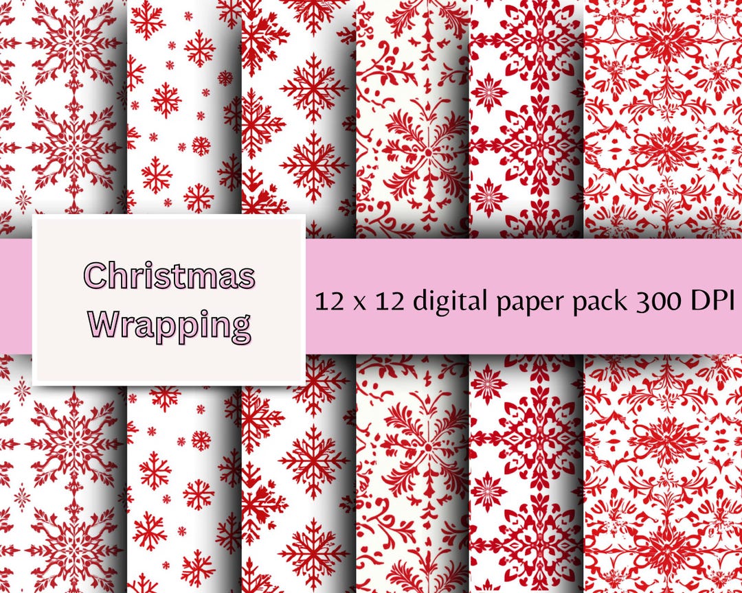 Christmas Wrapping Digital Paper Pack, Scrapbooking Pages, Holiday ...