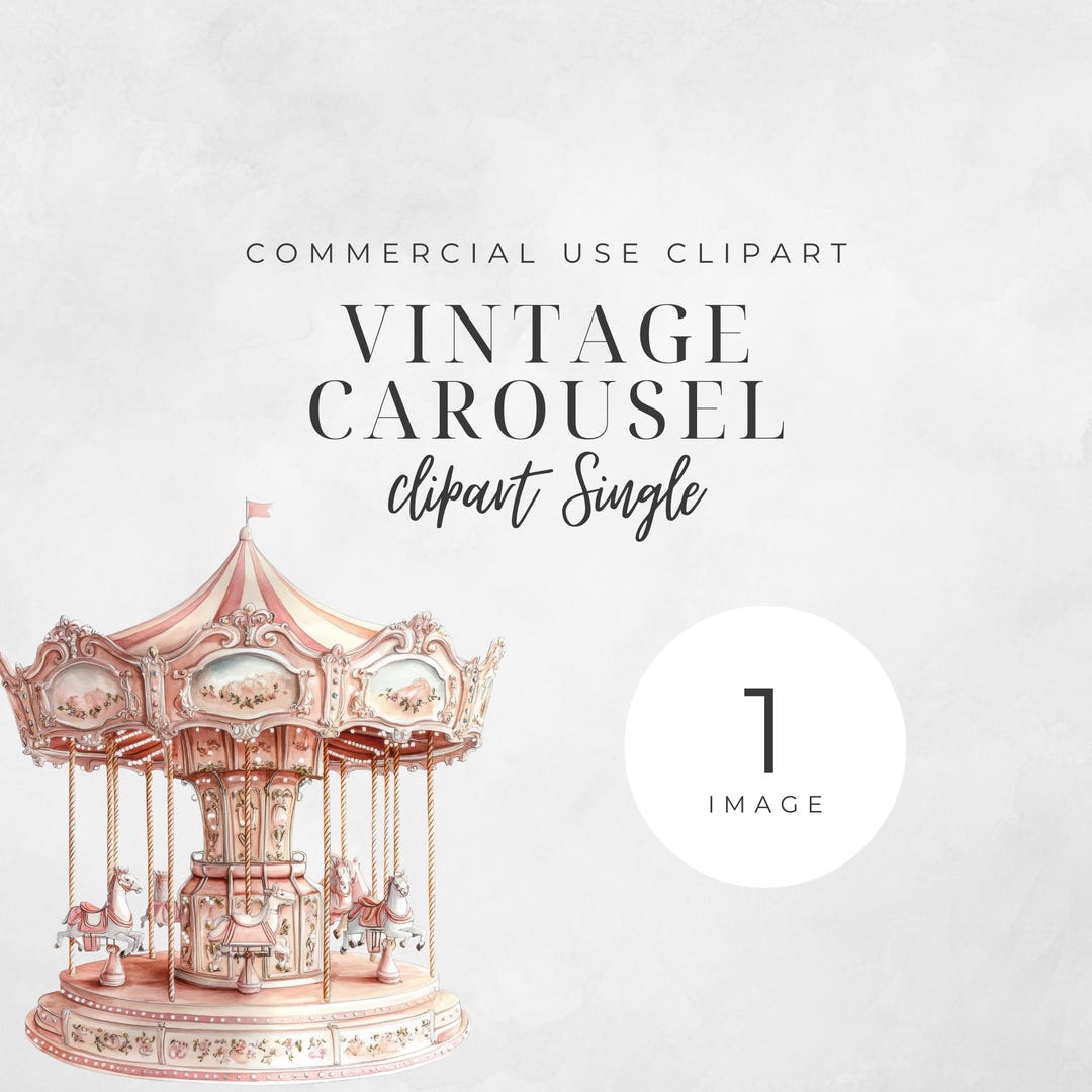 Vintage Pink Carousel Single Image. 300 DPI, PNG, Transparent ...