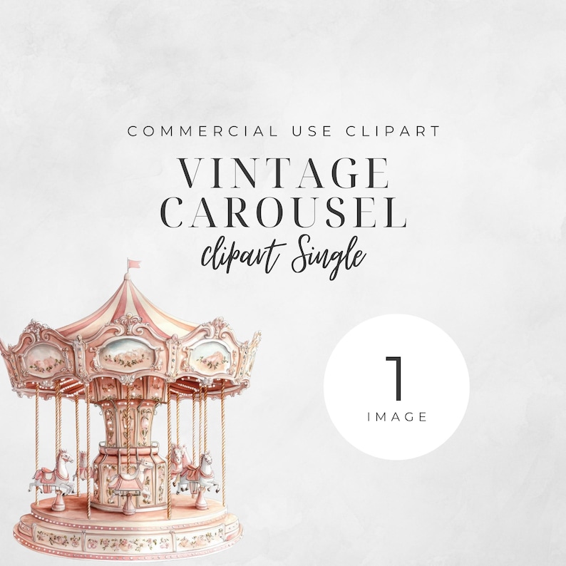 Vintage Pink Carousel Single Image. 300 DPI, PNG, Transparent ...