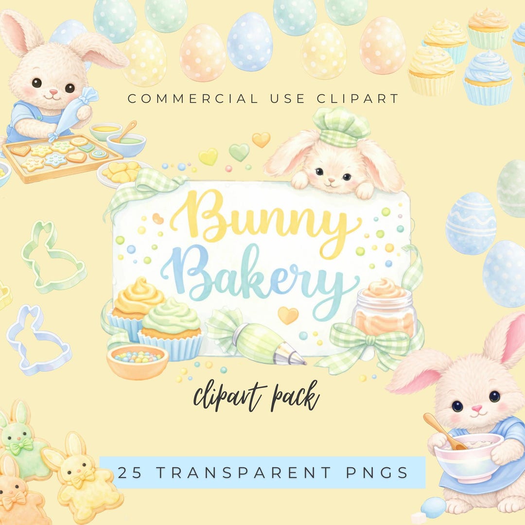 Easter Bunny Clipart Set, Boy-friendly Bakery Designs, Easter Cookies ...