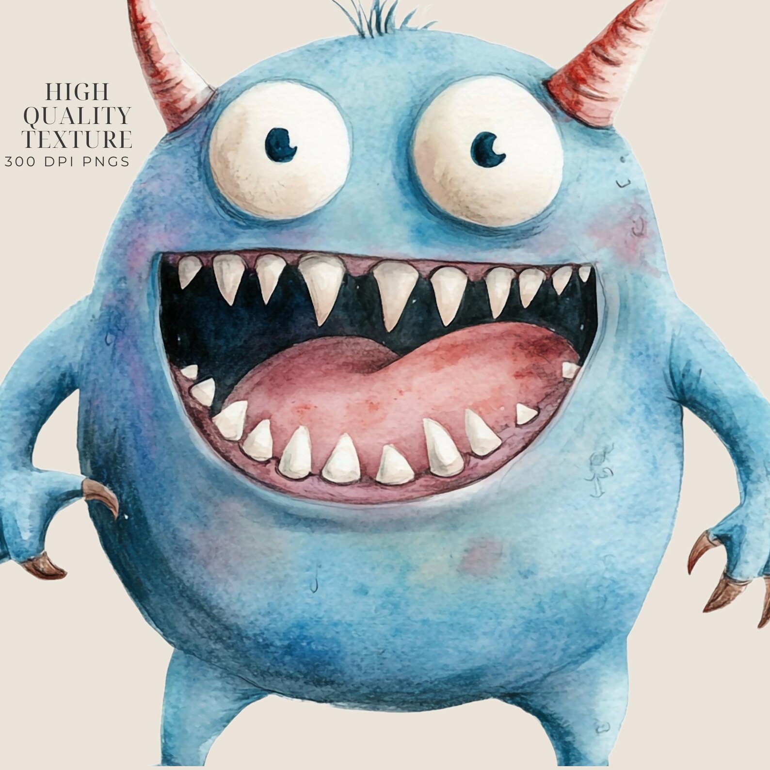 Cartoon Monsters Clipart Pack- 300 DPI - PNG - Transparent Background ...