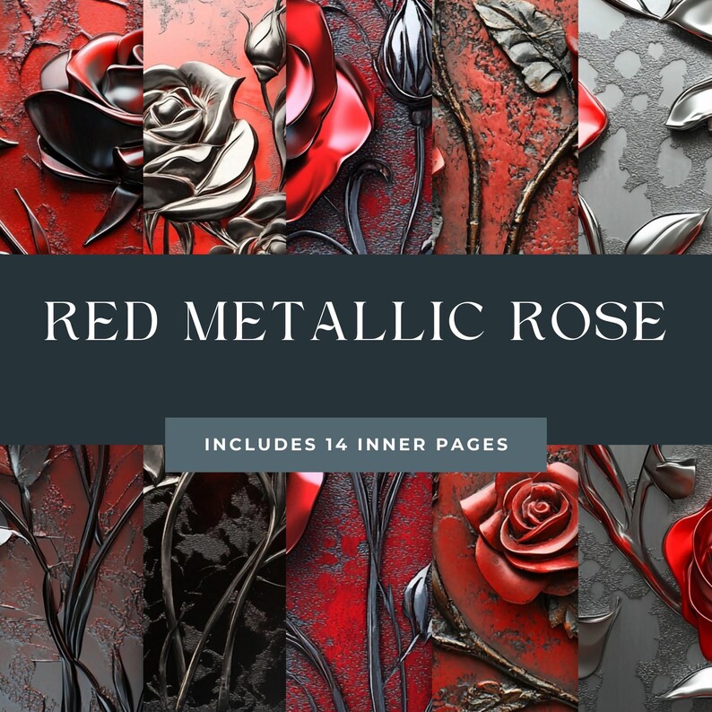 Metallic Red Rose Digital Paper Pack 12x12 Junk Journal Backgrounds 14 ...