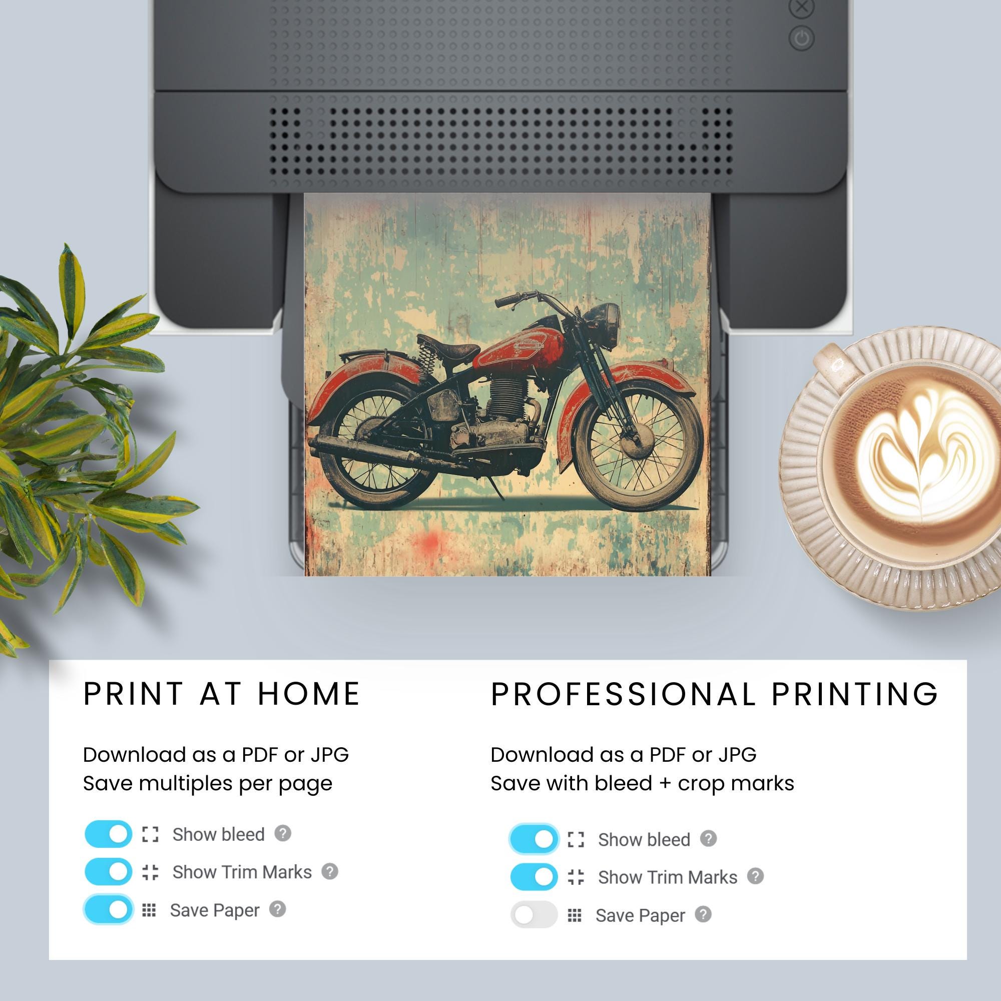 Vintage Motorcycle Digital Paper Pack | 13 High-res 12x12 Backgrounds ...