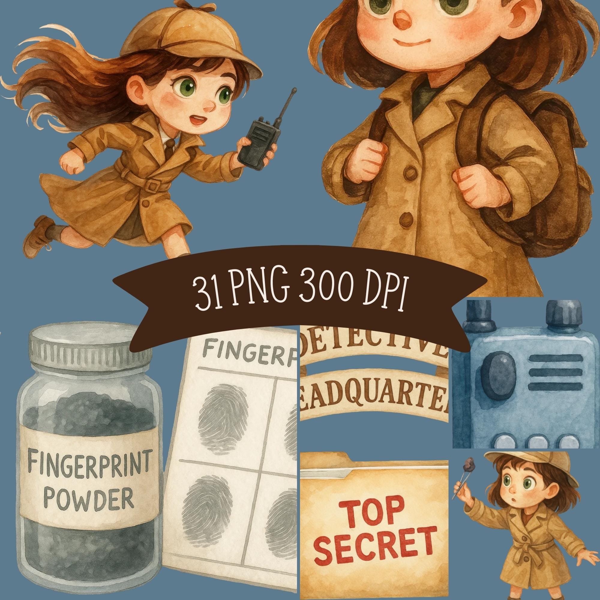 Girl Detective Clipart Set, High Quality Characters and Scenes ...