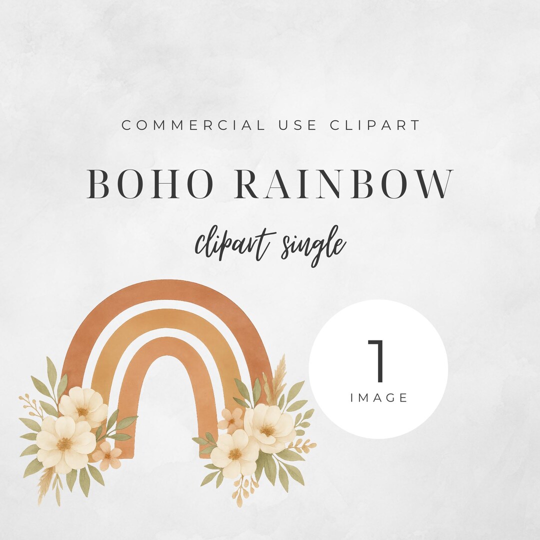 Boho Rainbow Clipart PNG, Floral Arch PNG, Neutral Rainbow Clip Art ...