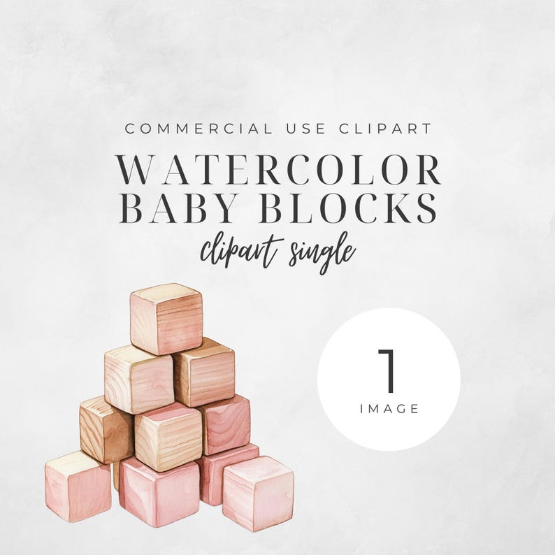 Baby Blocks Clipart, Pink Watercolor, Baby Shower Png, Girl Baby Toys ...