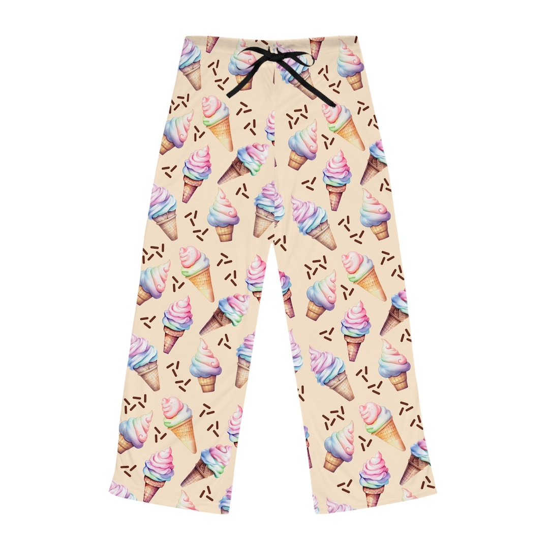 Ice Cream Cone Women's Pajama Pants, Lounge Wear, Dessert Pajamas, Cute ...