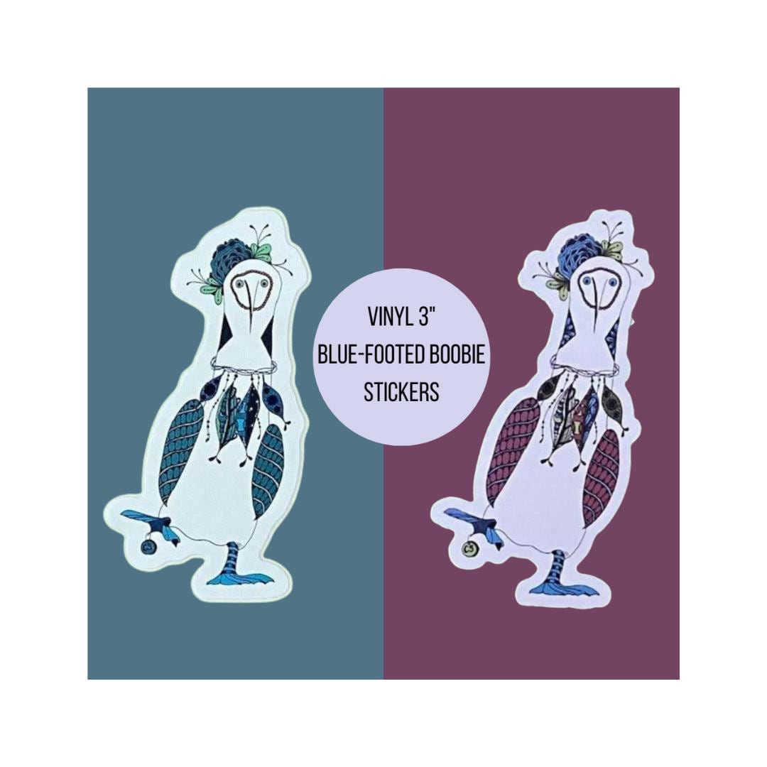 Hand Drawn Blue Footed Boobie Sticker 3x3 Vinyl Sticker for Large Cup ...