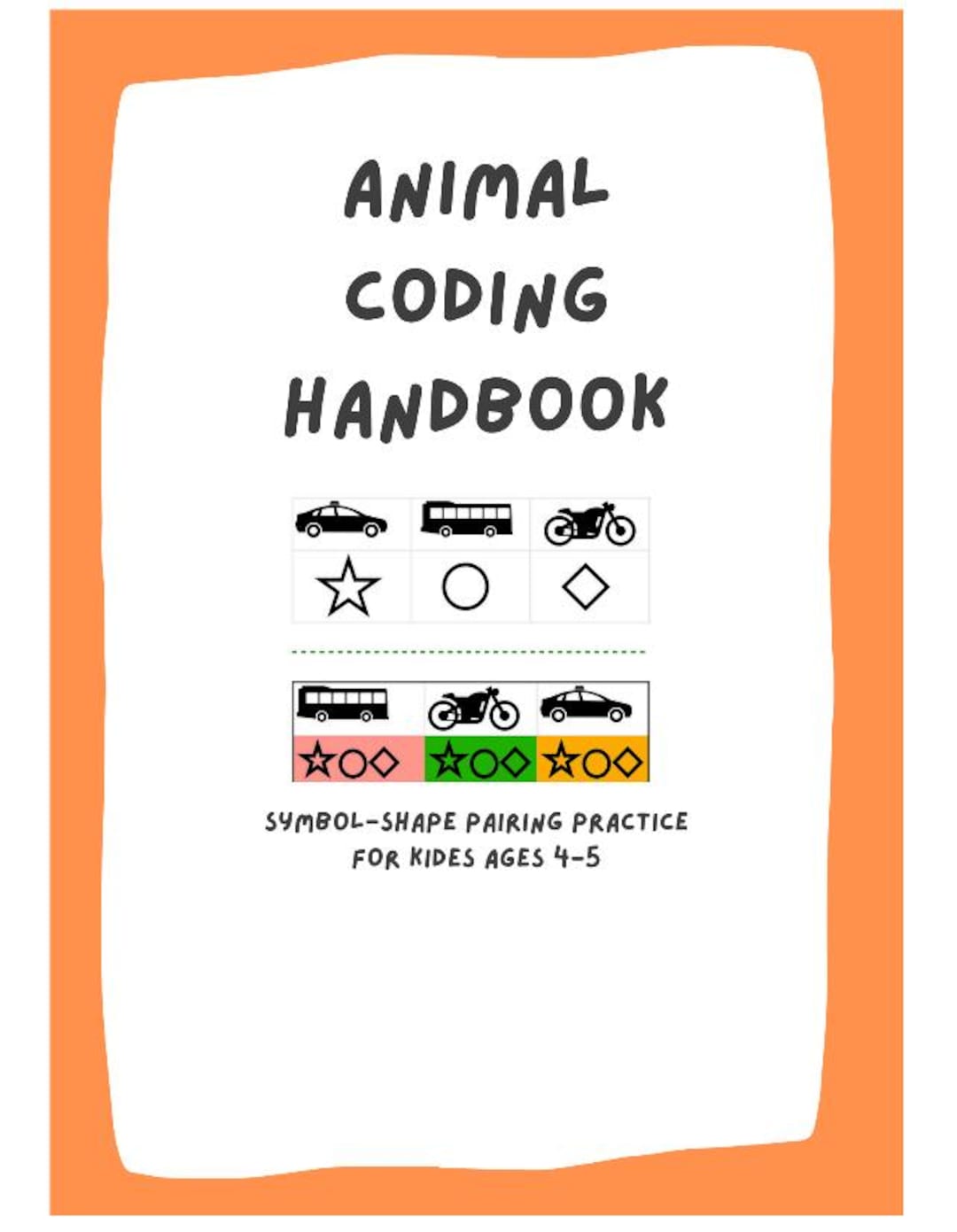Animal Coding Handbook - Symbol/shape Pairing Practice for Kids Ages 4 ...