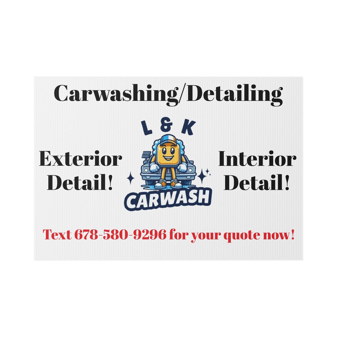 Custom Car Wash Lawn Sign, Personalized Yard Sign, Business Promotion ...