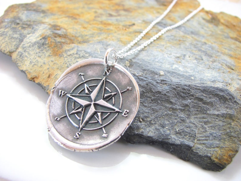 Compass Rose Necklace Hand Made From Fine Silver Sterling - Etsy