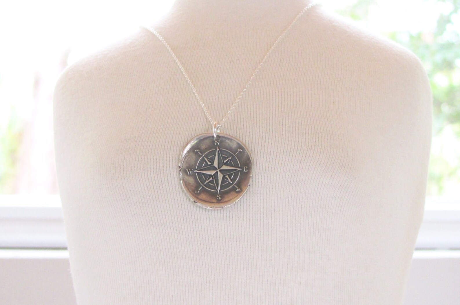 Compass Rose Necklace Hand Made From Fine Silver Sterling - Etsy