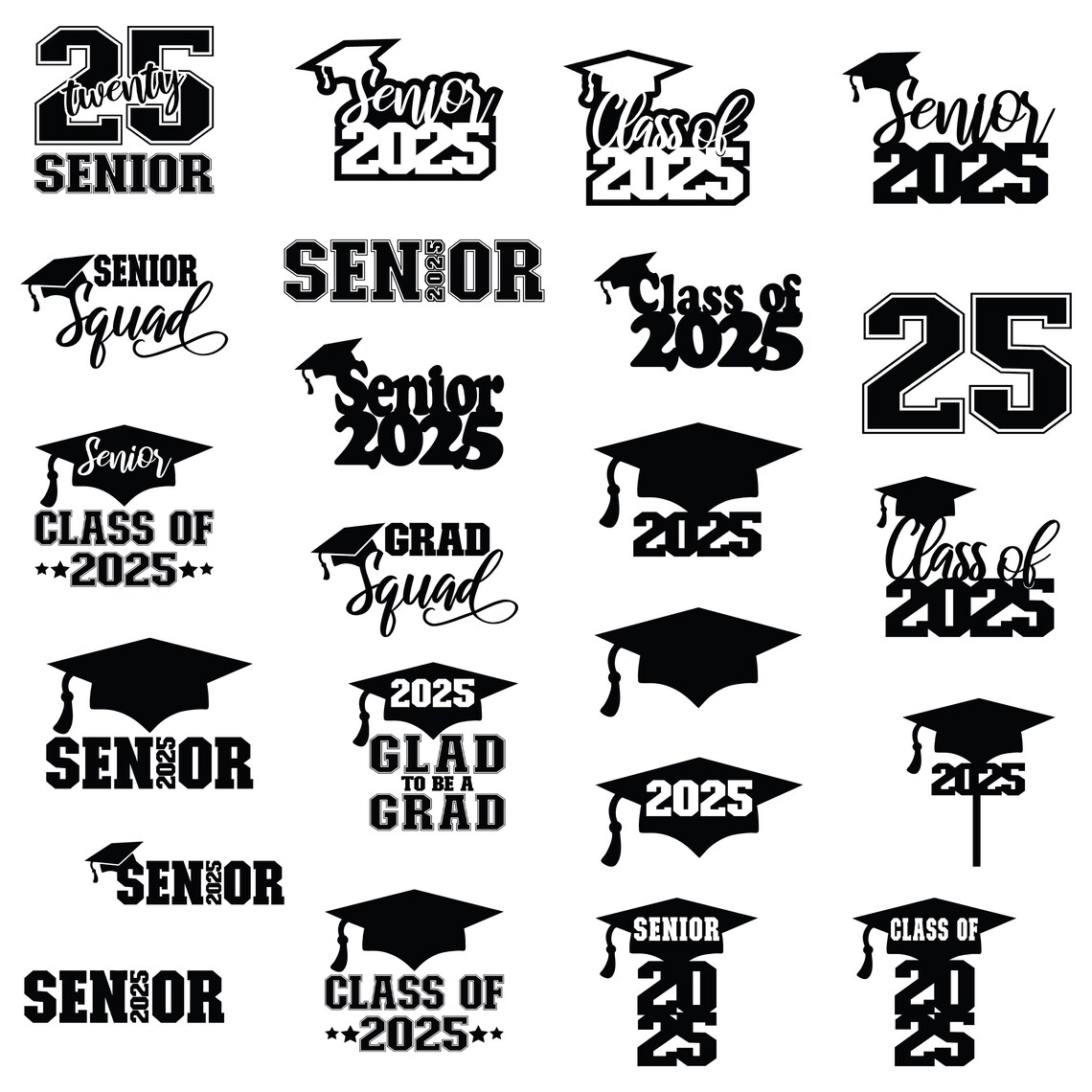 Senior 2025 SVG Bundle, Senior 2025 SVG, Graduation Svg Bundle, Senior ...