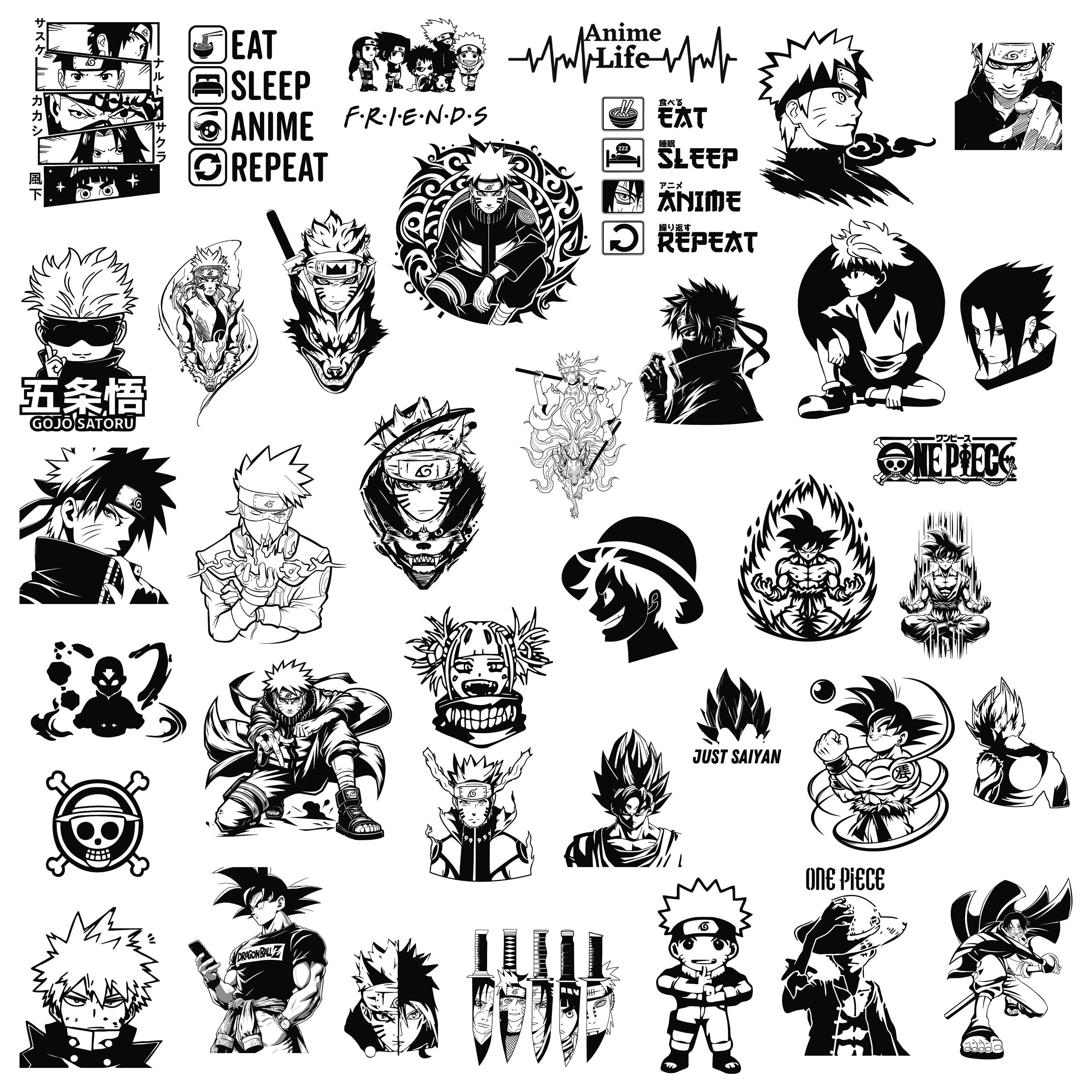 Anime Cut-Dateien, Anime Cut Dateien für Circut, Anime Png-Bundle ...