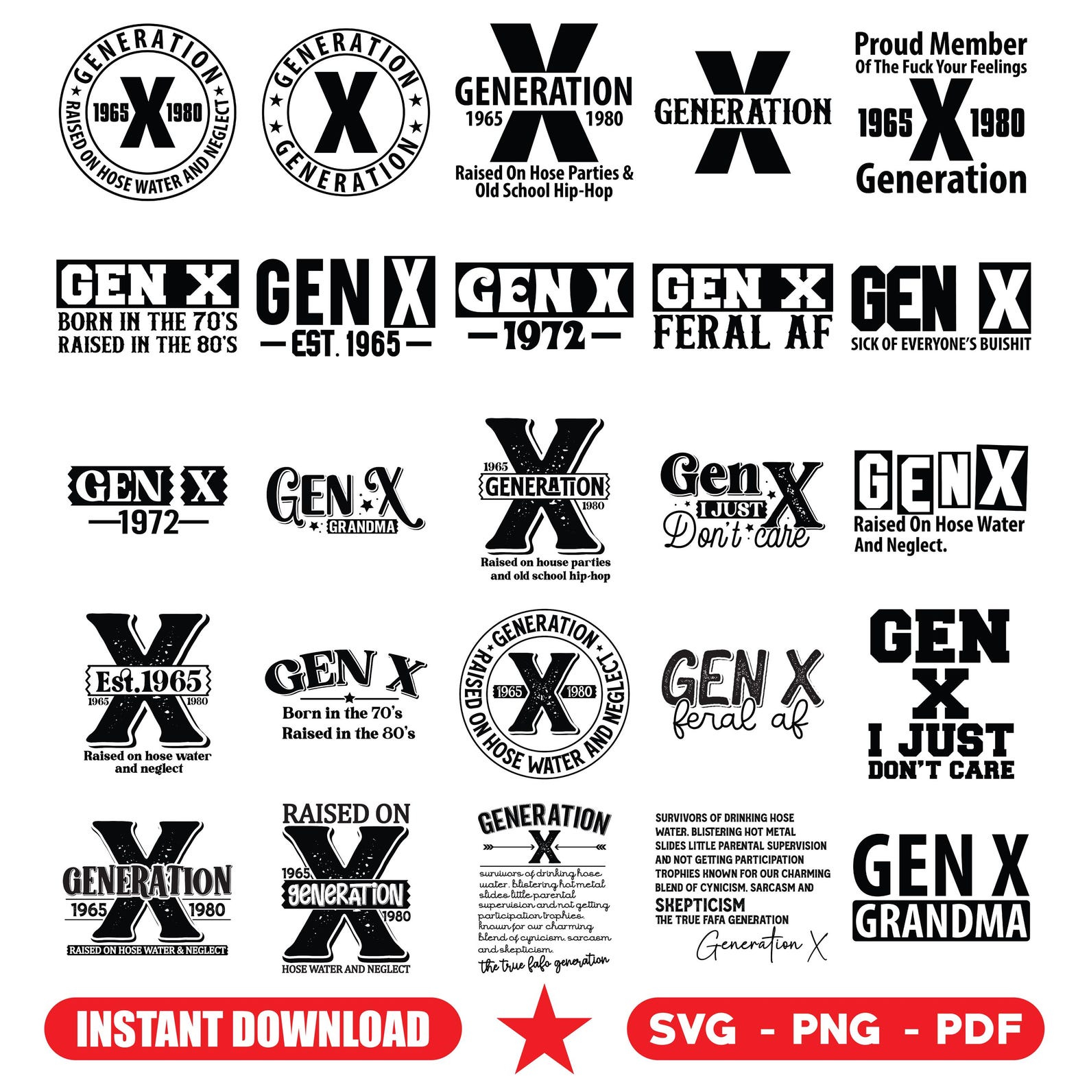 Gen X SVG Bundle, Generation X PNG Bundle, Retro Gen X Shirt, Raised on ...