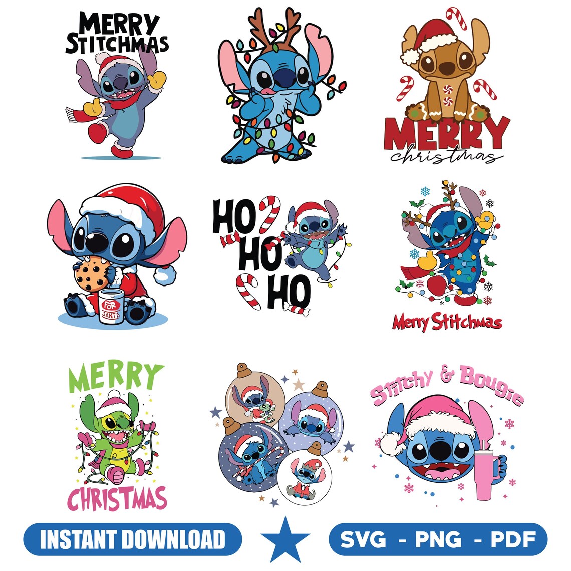 Christmas Stitch Svg, Christmas Cartoon Svg, Stitch Clipart, Christmas ...