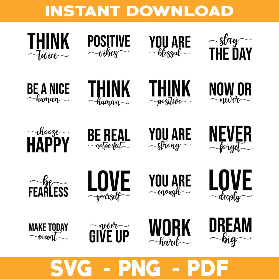 Motivational Svg Bundle Positive Quotes Svg Hand Lettered Inspirational ...