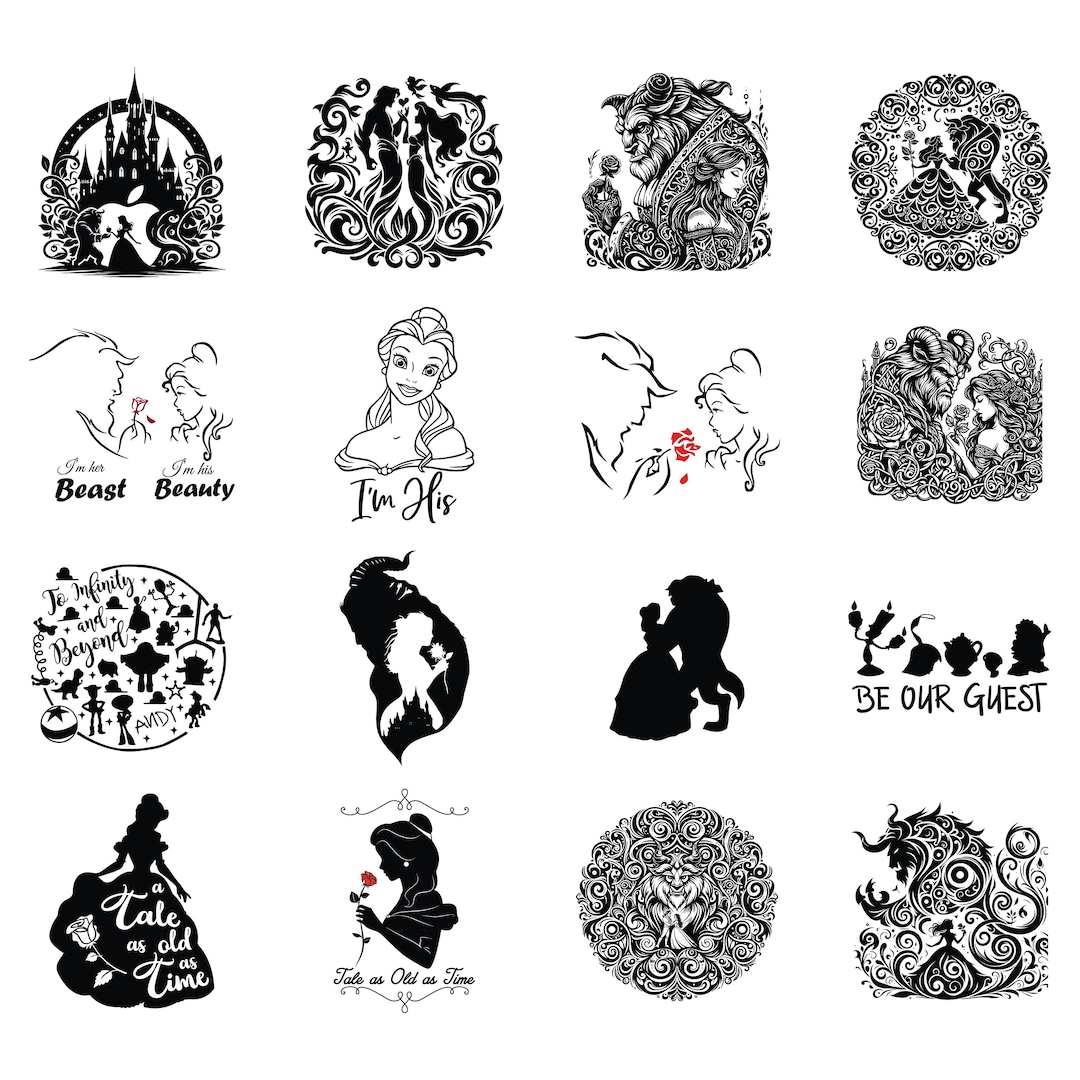 Beauty and the Beast Svg, Enchanted Rose Svg, Mandala Svg, Intricate ...