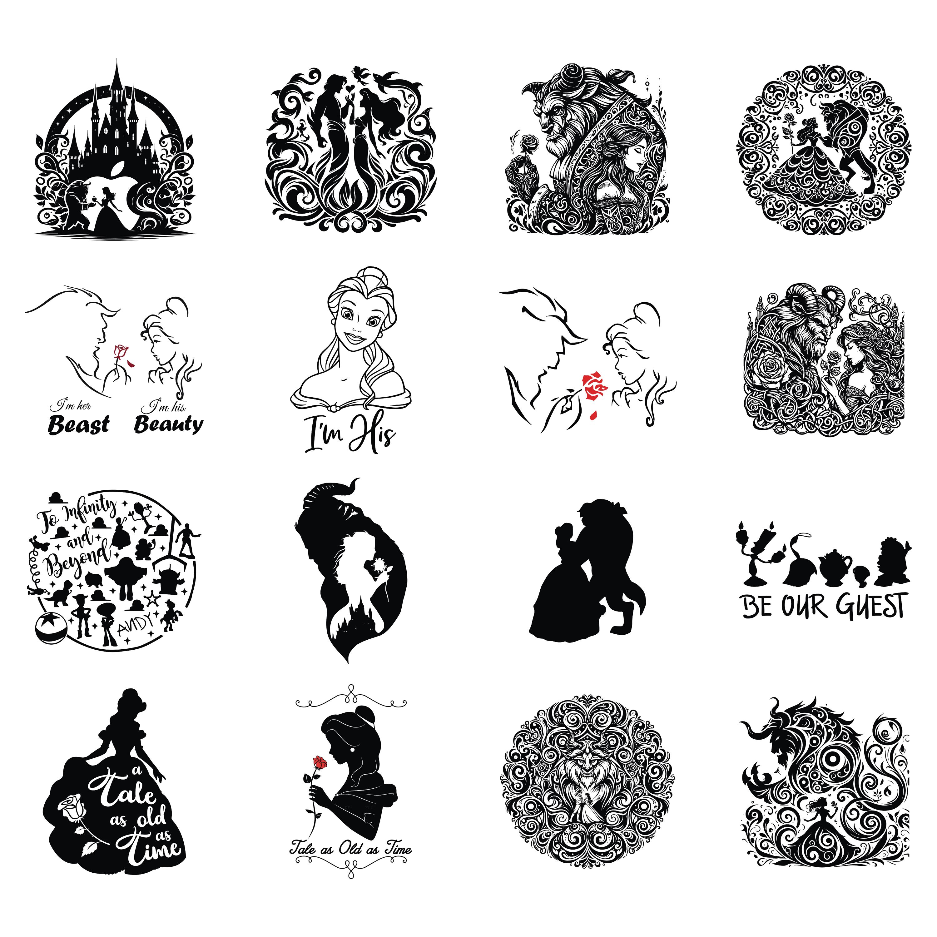 Beauty and the Beast Svg, Enchanted Rose Svg, Mandala Svg, Intricate ...