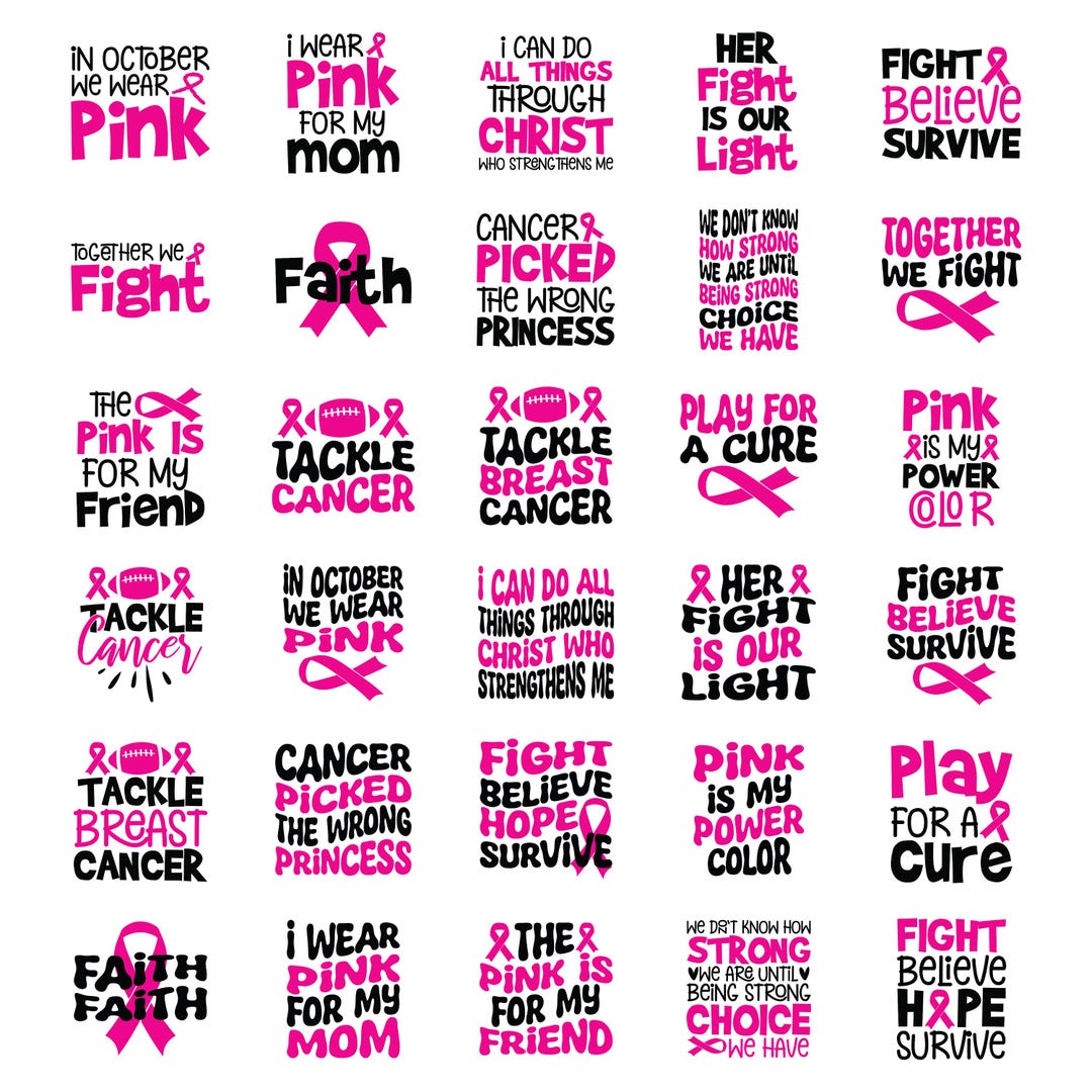 Breast Cancer SVG Designs Bundle, Breast Cancer SVG, Cancer Survivor ...