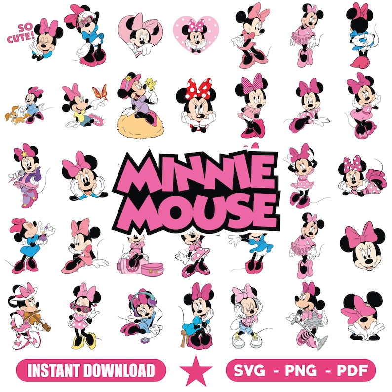 Minnie Mouse SVG Bundle, Princess Svg, Minnie Mouse Birthday, Minnie ...