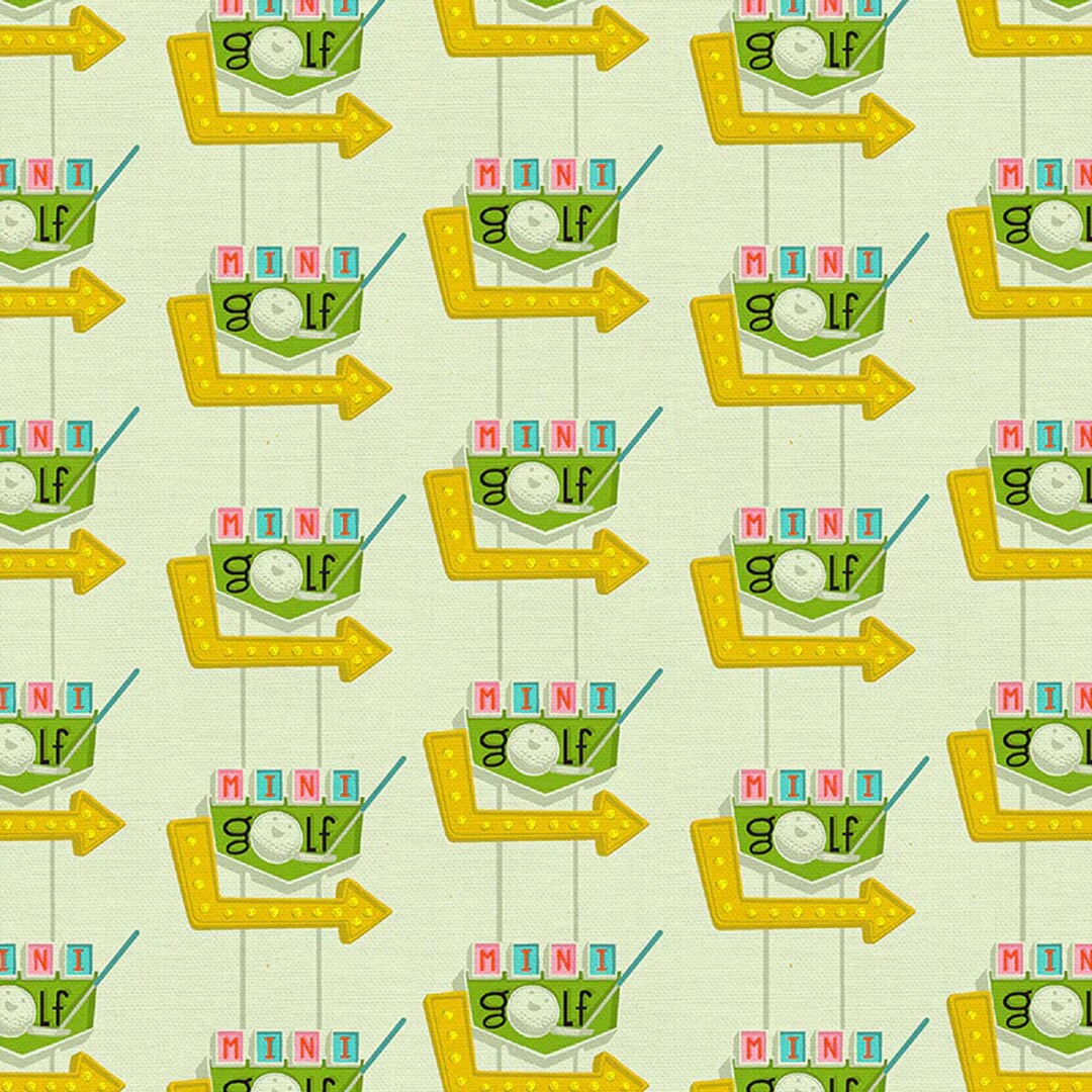 Mini Golf Signs Cream Le Mini Golf Lysa Flower Paintbrush Studio Fabric ...