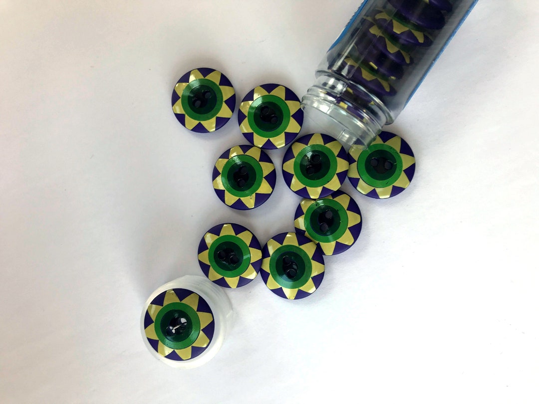 20mm - 3/4 Inch Purple Chartreuse Green Star Flower Button - Dill ...