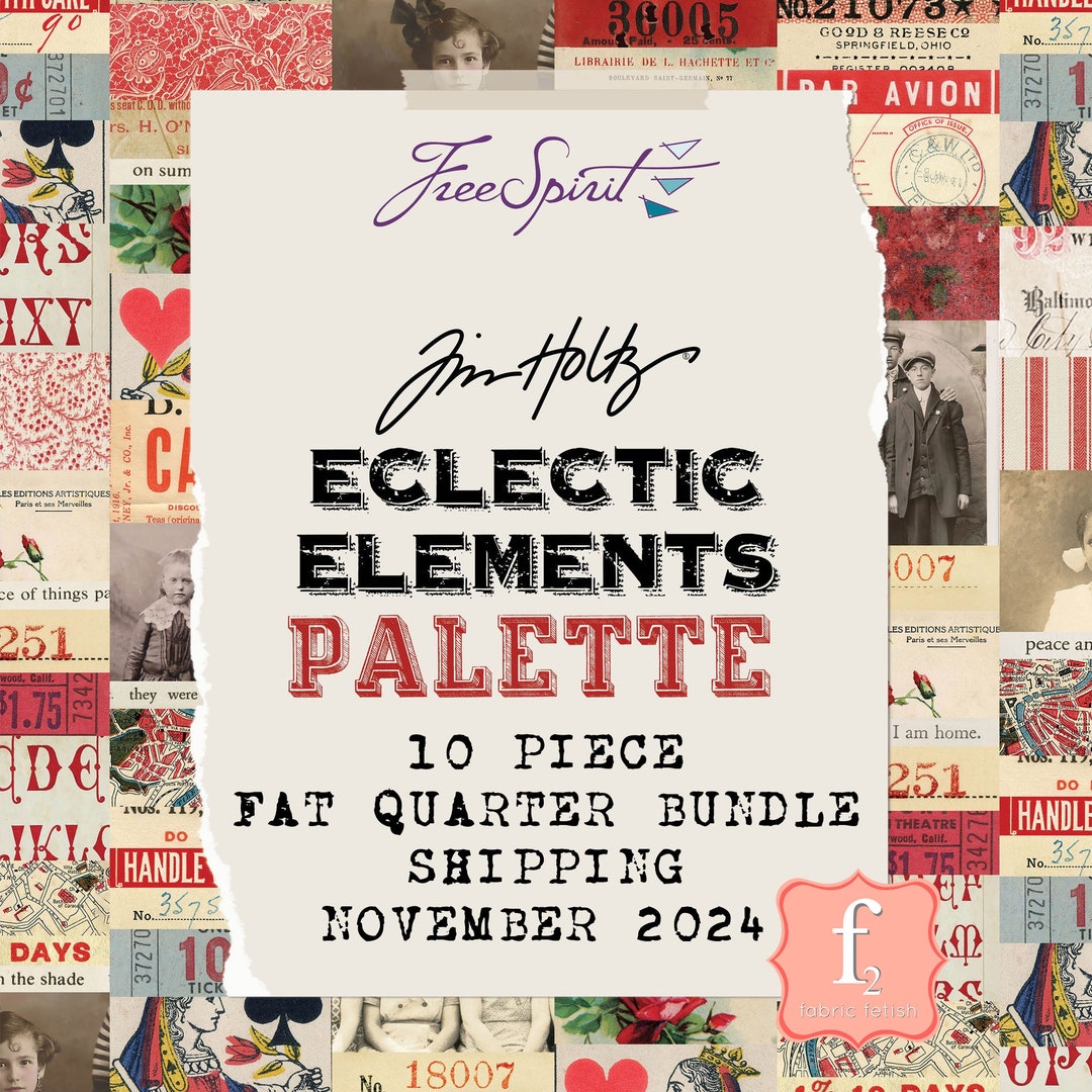 PREORDER: Tim Holtz Palette RED Fat Quarter Bundle 10pc Freespirit ...