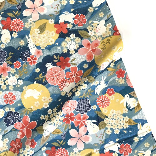 The Moon Rabbit Japanese Floral Night Paintbrush Studio | Etsy