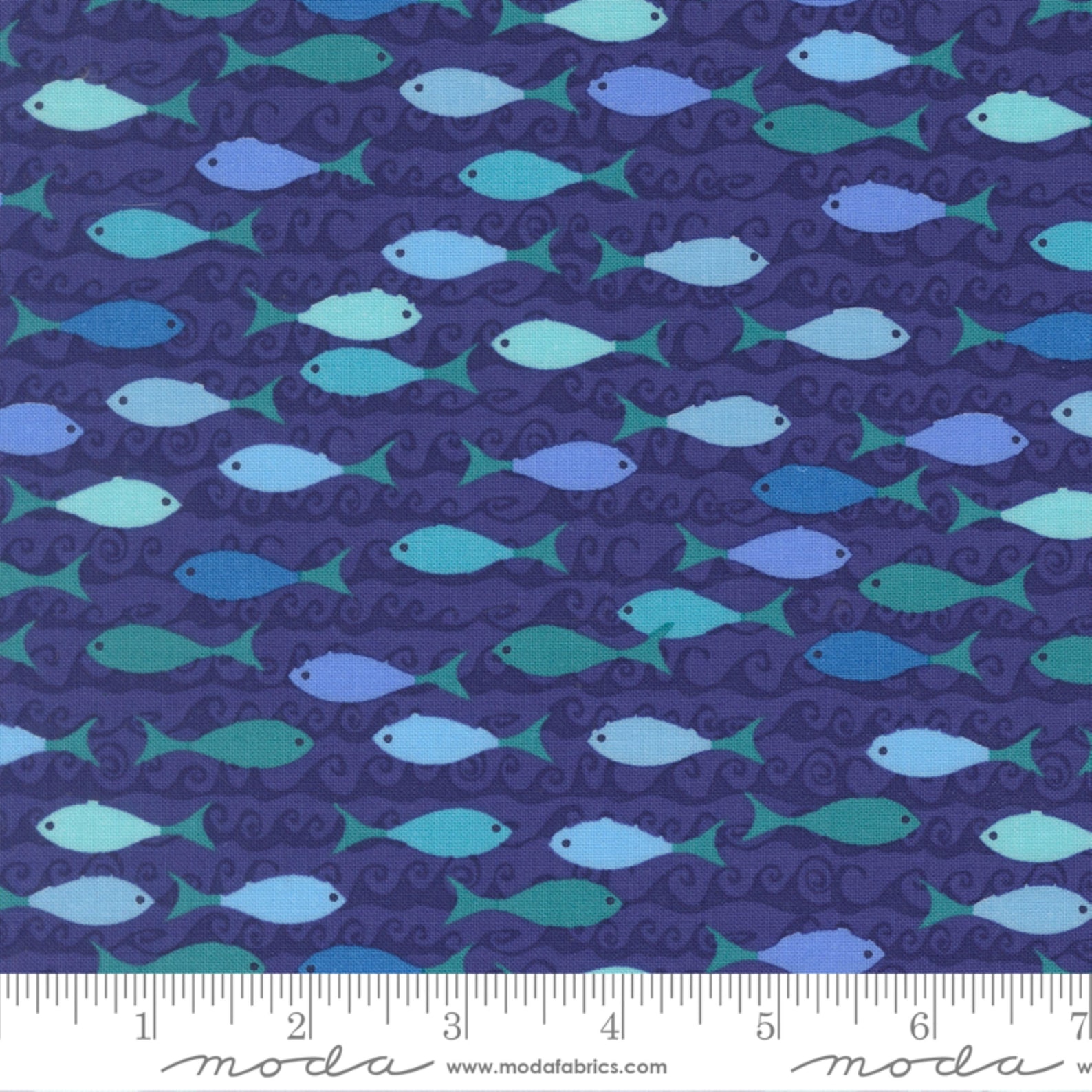 School of Fish Seafoam - Reef - Kate Spain - Moda 100% Quilters Cotton ...
